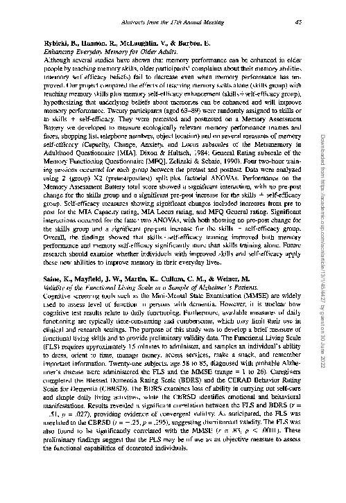 (PDF) Validity of the functional living scale in a sample of Alzheimer ...