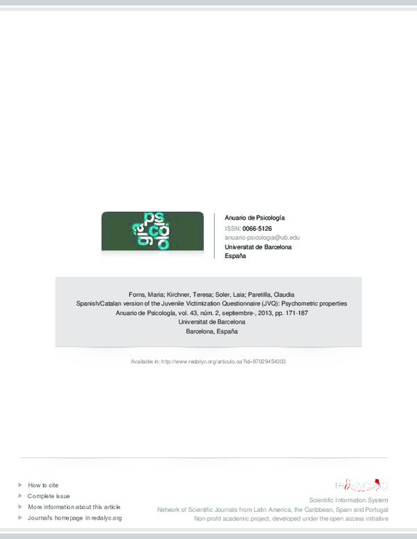 (PDF) Spanish/Catalan version of the Juvenile Victimization ...