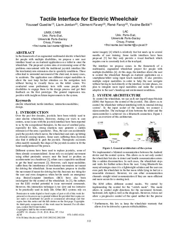 (PDF) Tactile Interface for Electric Wheelchair
