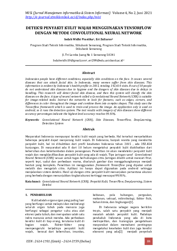 (PDF) Deteksi Penyakit Kulit Wajah Menggunakan Tensorflow Dengan Metode ...