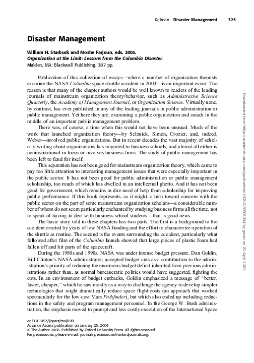 (PDF) Disaster Management