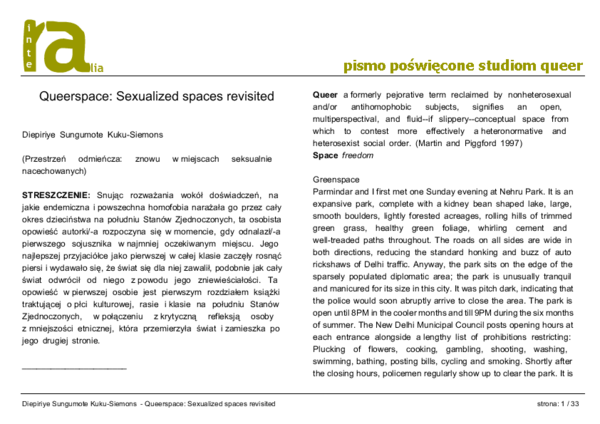 (PDF) Queerspace: Sexualized spaces revisited