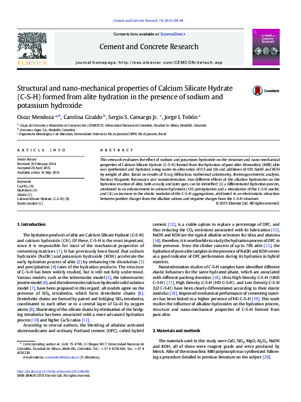 (PDF) Structural and nano-mechanical properties of Calcium Silicate ...