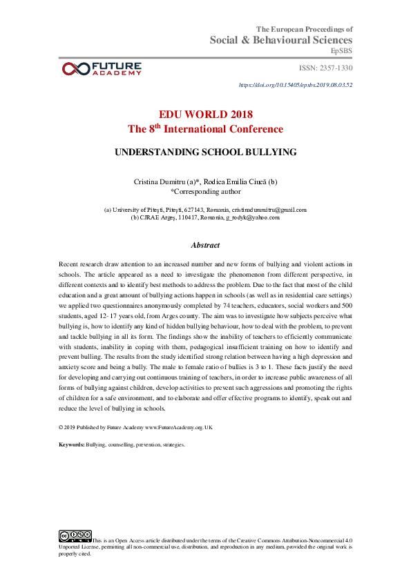 (PDF) Understanding School Bullying