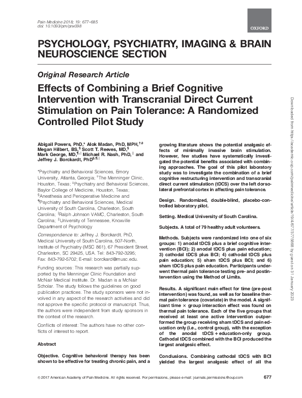 (PDF) Effects of Combining a Brief Cognitive Intervention with Transcranial Direct Current ...