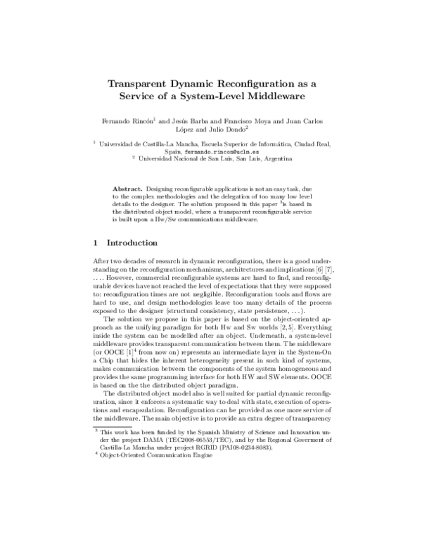(PDF) Transparent Dynamic Reconfiguration as a Service of a System ...