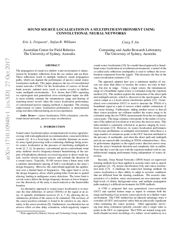(PDF) Sound Source Localization in a Multipath Environment Using ...