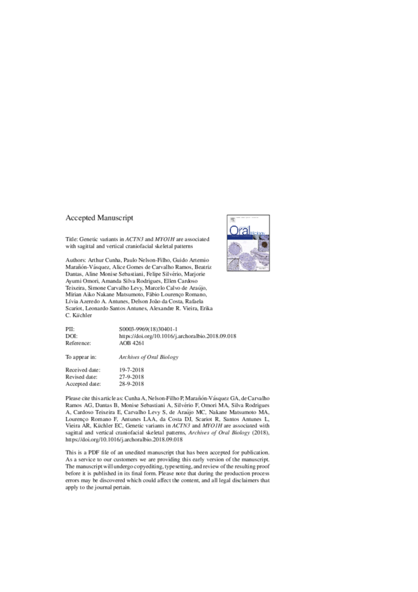 (PDF) Genetic variants in ACTN3 and MYO1H are associated with sagittal ...