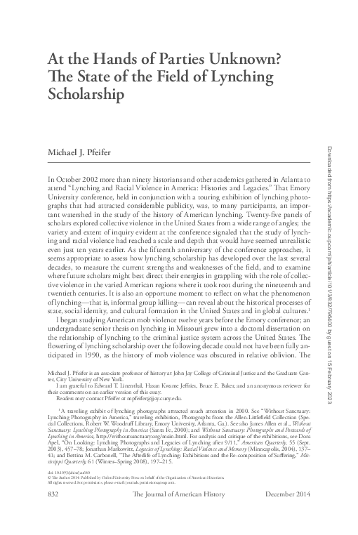 (PDF) At the Hands of Parties Unknown? The State of the Field of ...