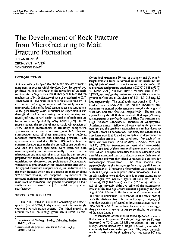 (PDF) The development of rock fracture from microfracturing to main fracture formation