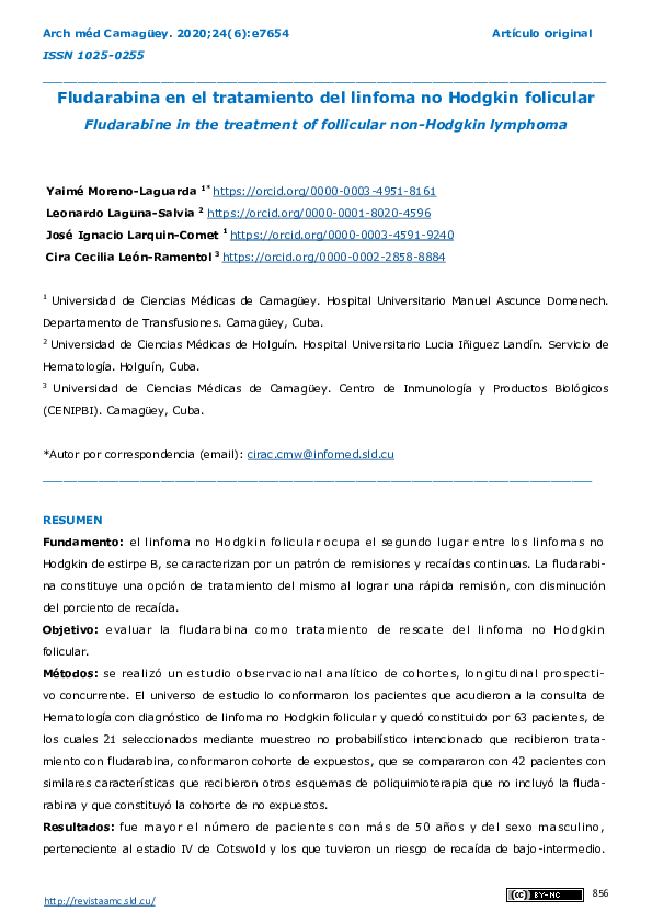 (PDF) Fludarabina en el tratamiento del linfoma no Hodgkin folicular