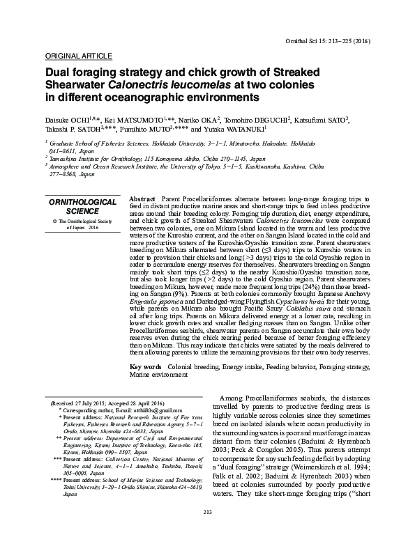 (PDF) Dual Foraging Strategy and Chick Growth of Streaked Shearwater ...