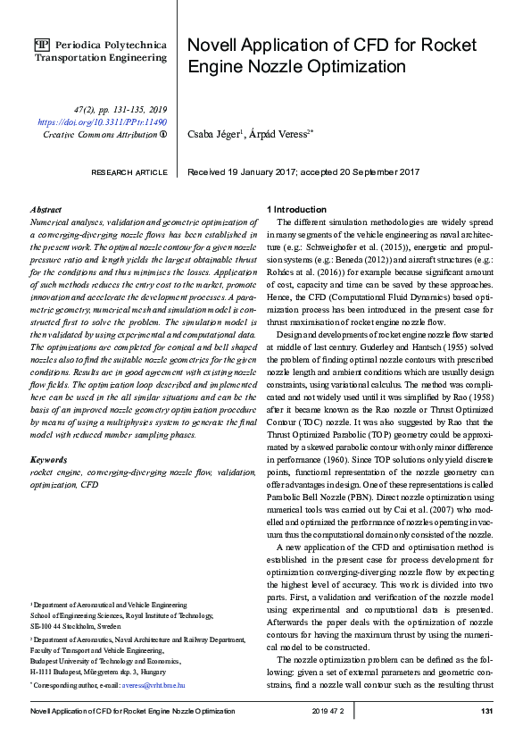 (PDF) Novell Application of CFD for Rocket Engine Nozzle Optimization