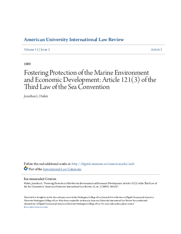 (PDF) Fostering Protection of the Marine Environment and Economic ...