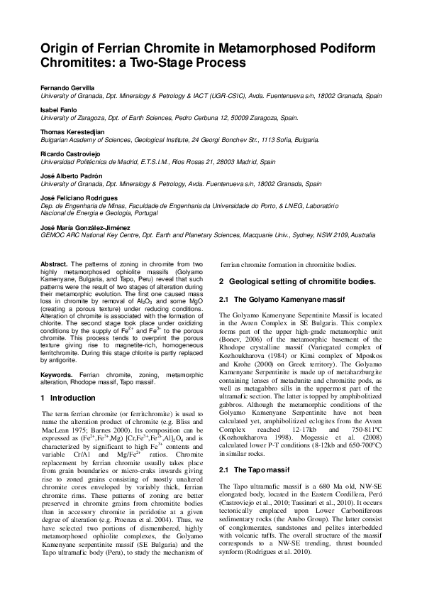 (PDF) Origin of Ferrian Chromite in Metamorphosed Podiform Chromitites ...