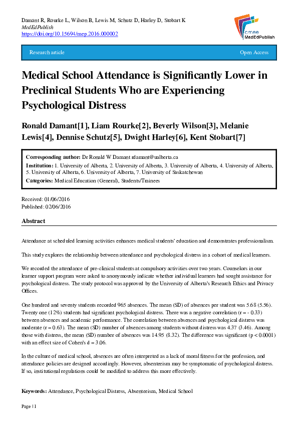 (PDF) Medical School Attendance is Significantly Lower in Preclinical ...