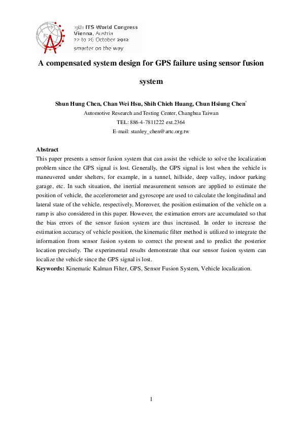(PDF) A Compensated System Design for GPS Failure Using Sensor Fusion System