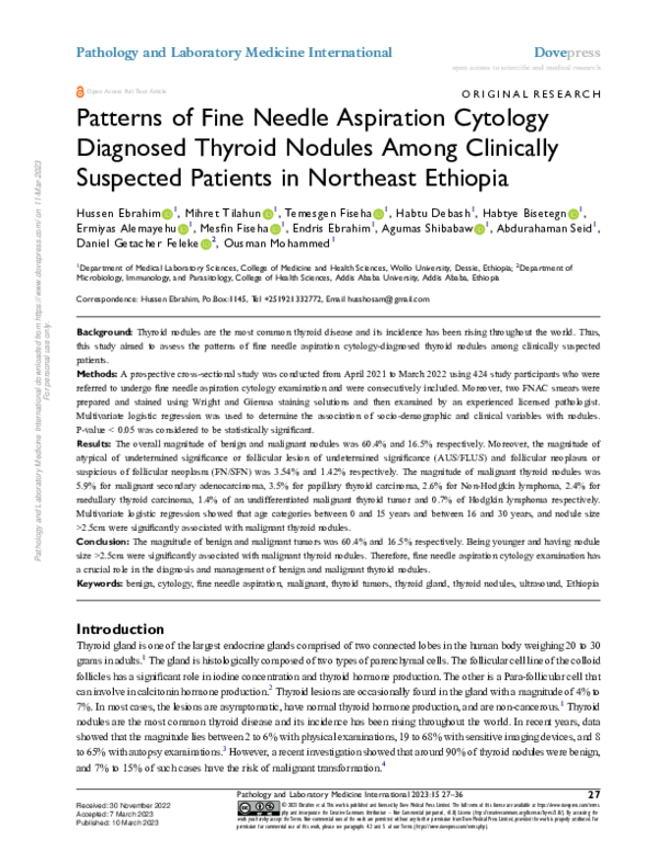 (PDF) Patterns of Fine Needle Aspiration Cytology Diagnosed Thyroid ...