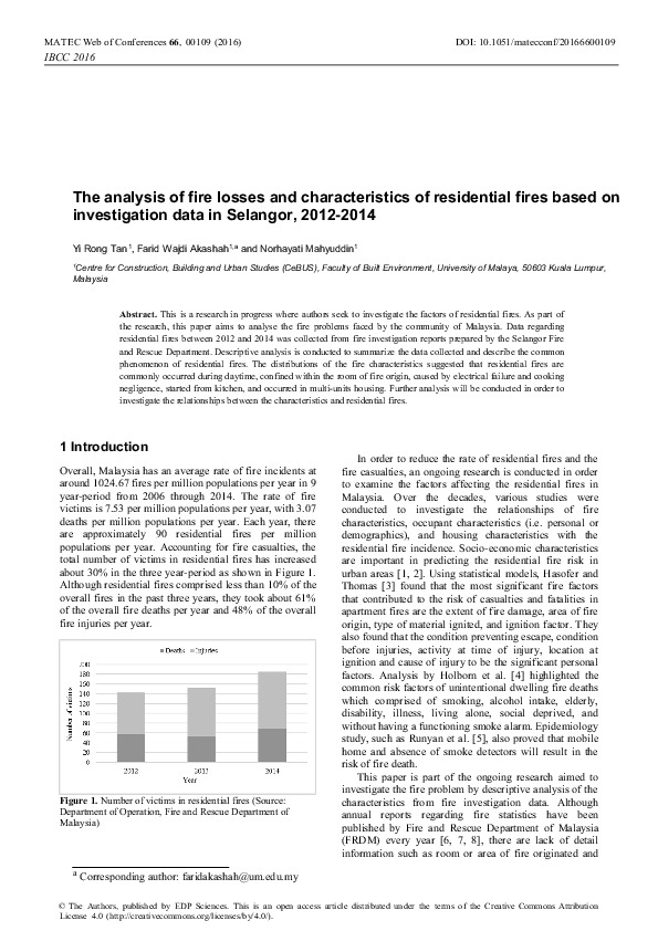 (PDF) The analysis of fire losses and characteristics of residential fires based on ...