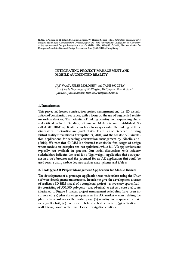 (PDF) Integrating Project Management and Mobile Augmented Reality