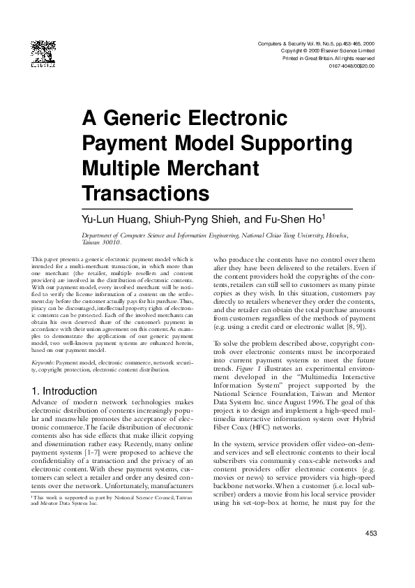 (PDF) A Generic Electronic Payment Model Supporting Multiple Merchant ...