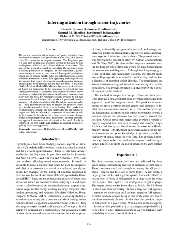(PDF) Inferring attention through cursor trajectories