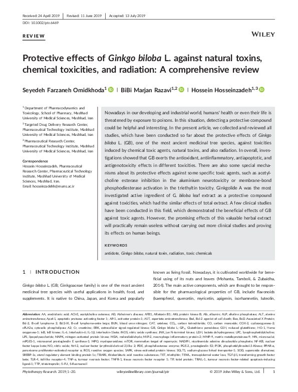 (PDF) Protective effects of Ginkgo biloba L. against natural toxins ...