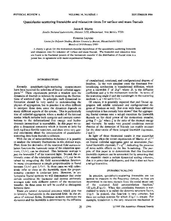 (PDF) Quasielastic-scattering linewidths and relaxation times for ...