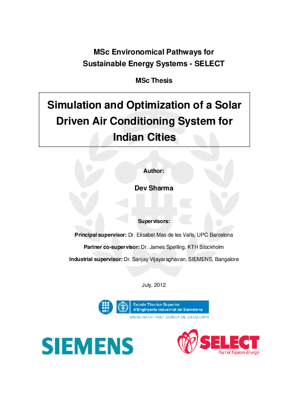 (PDF) Simulation and Optimization of a Solar Driven Air Conditioning ...
