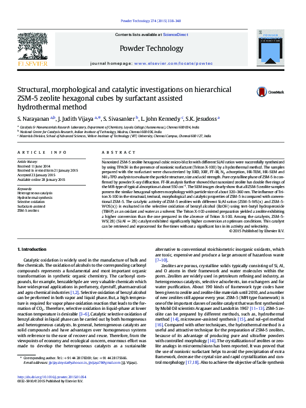 (PDF) Structural, morphological and catalytic investigations on ...
