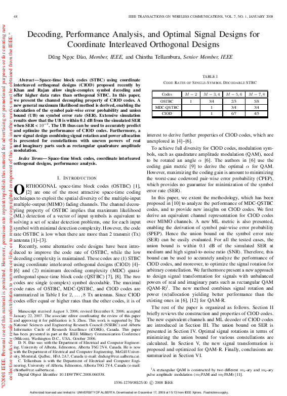 (PDF) Decoding, Performance Analysis, and Optimal Signal Designs for Coordinate Interleaved ...