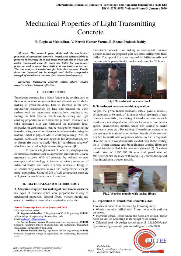 (PDF) Mechanical Properties of Light Transmitting Concrete