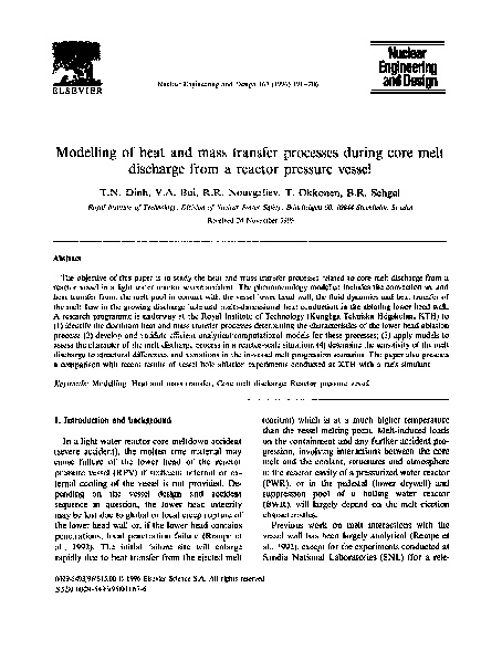 (PDF) Modelling of heat and mass transfer processes during core melt ...