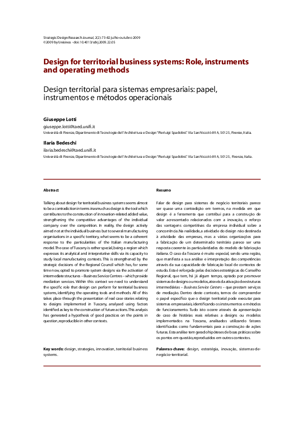 (PDF) Design territorial para sistemas empresariais: papel ...
