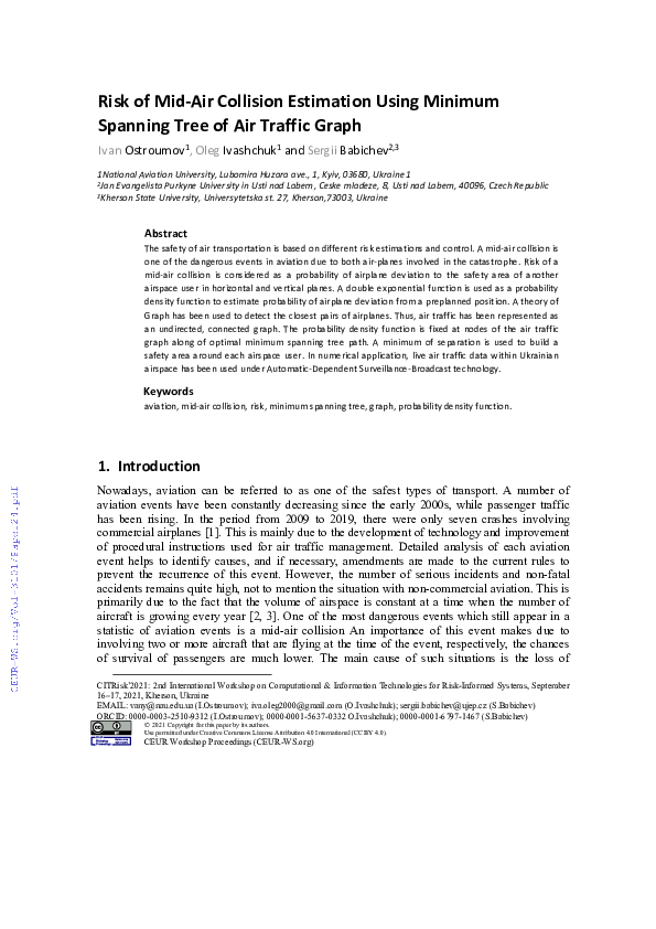 (PDF) Risk of mid-air collision estimation using minimum spanning tree ...