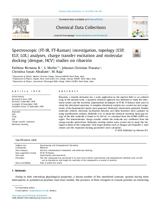(PDF) Spectroscopic (FT-IR, FT-Raman) investigation, topology (ESP, ELF, LOL) analyses, charge ...