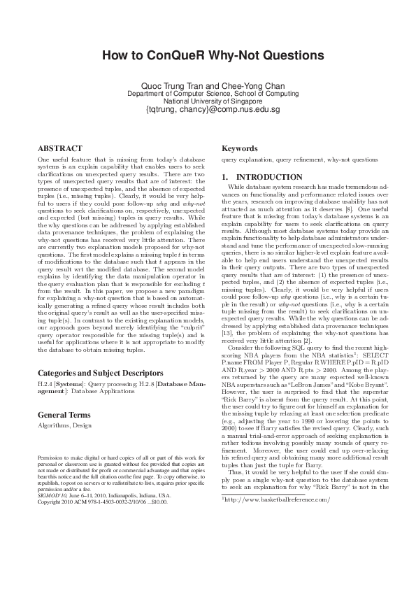 (PDF) How to ConQueR why-not questions