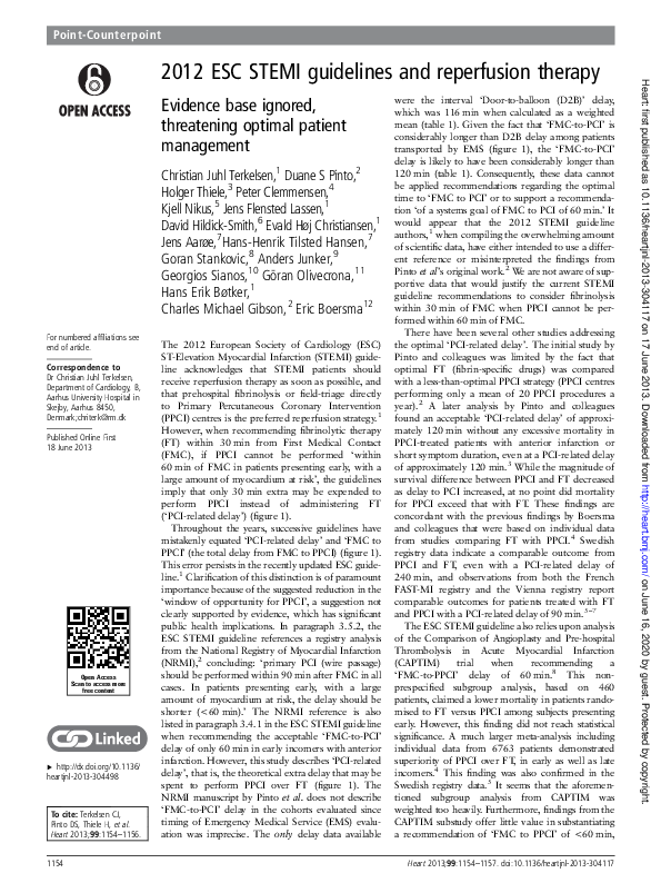 (PDF) 2012 ESC STEMI guidelines and reperfusion therapy