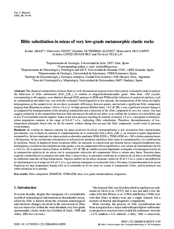 (PDF) Illitic substitution in micas of very low-grade metamorphic ...