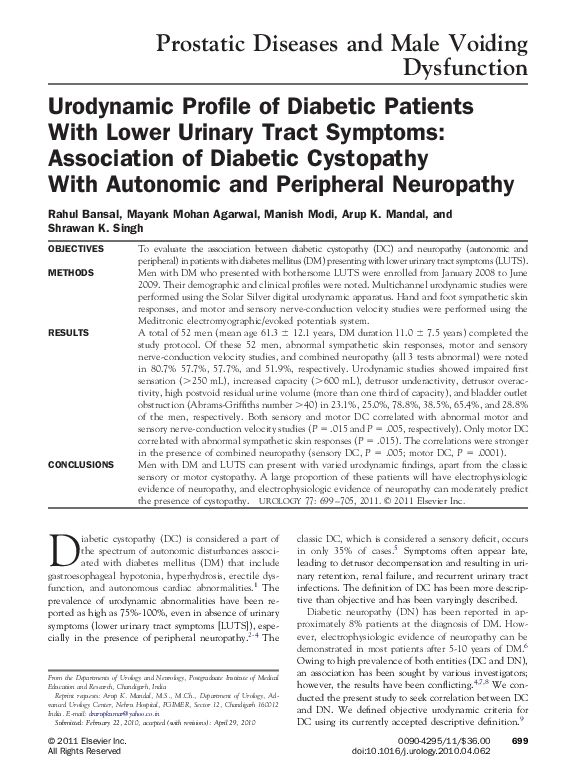 (PDF) Urodynamic Profile of Diabetic Patients With Lower Urinary Tract ...