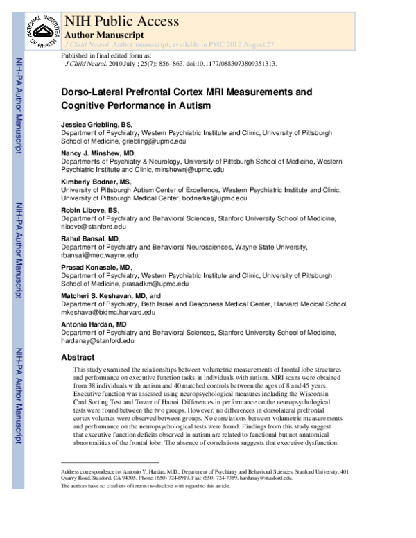 (PDF) Dorsolateral Prefrontal Cortex Magnetic Resonance Imaging Measurements and Cognitive ...