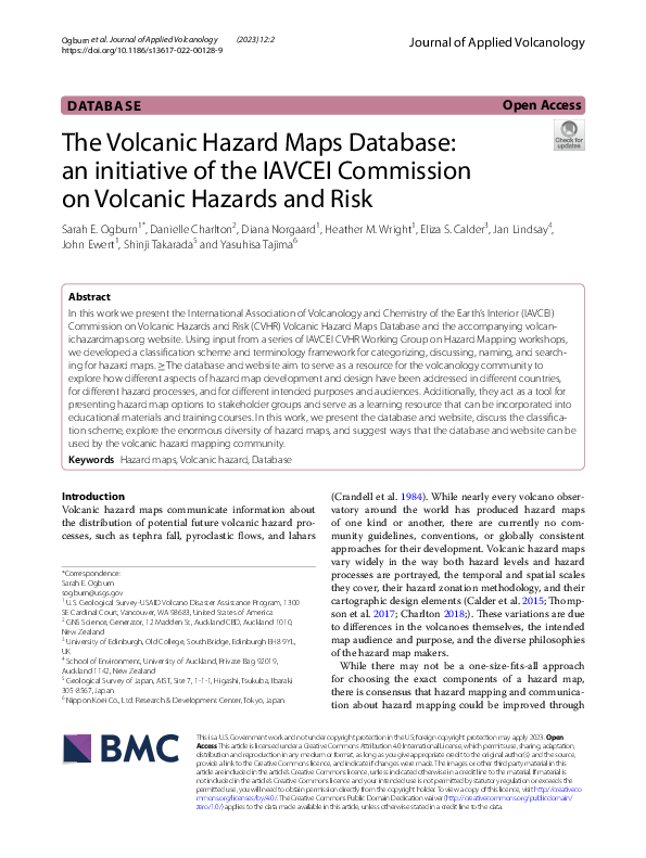 (PDF) The Volcanic Hazard Maps Database: an initiative of the IAVCEI ...