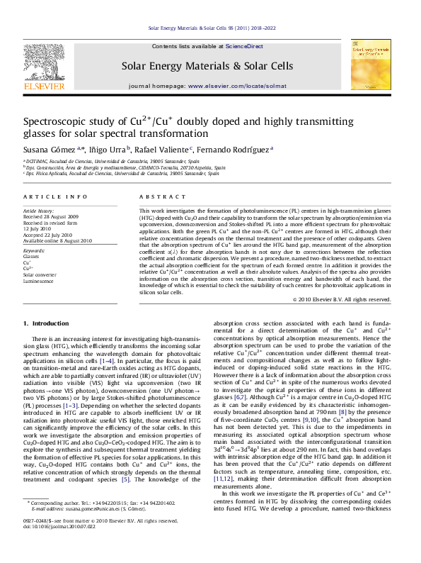 (PDF) Spectroscopic study of Cu2+/Cu+ doubly doped and highly ...