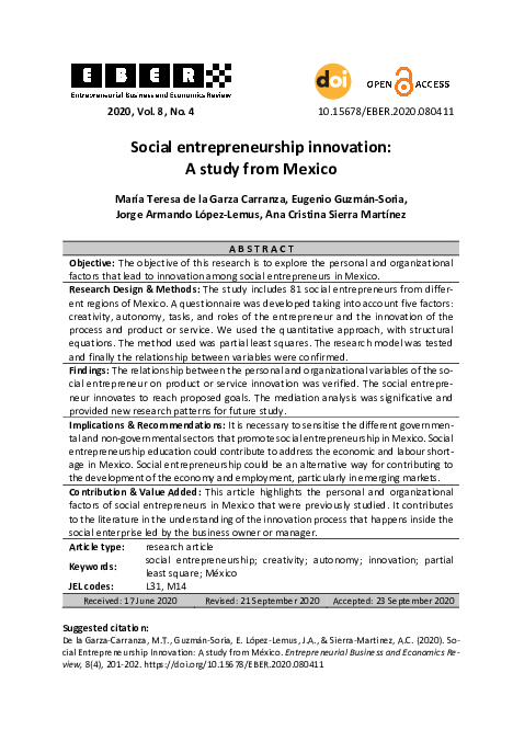(PDF) Social entrepreneurship innovation: A study from Mexico