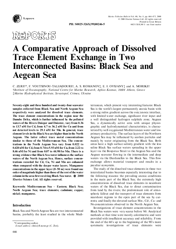 (PDF) A Comparative Approach of Dissolved Trace Element Exchange in Two Interconnected Basins ...