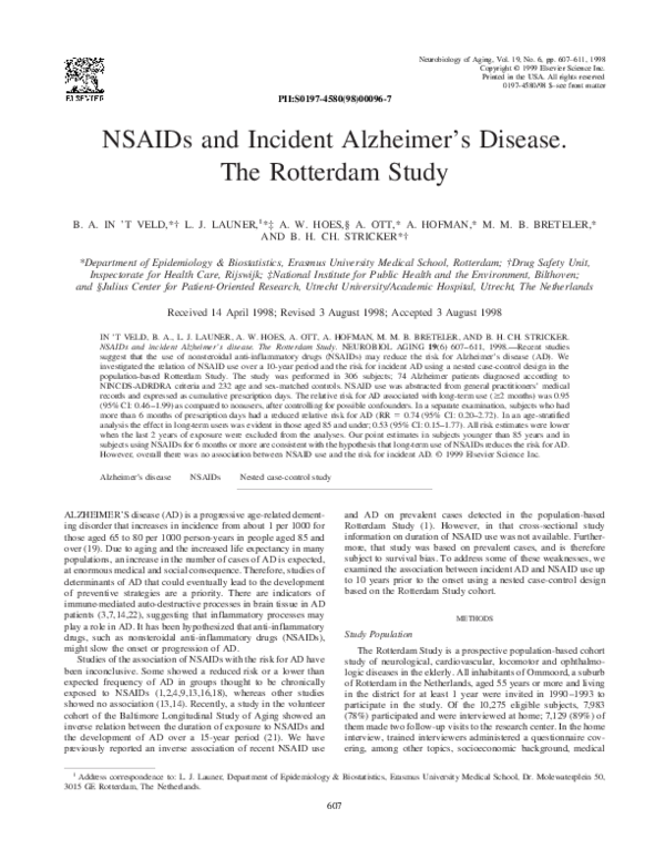 (PDF) NSAIDs and incident Alzheimer’s disease. the Rotterdam study ...
