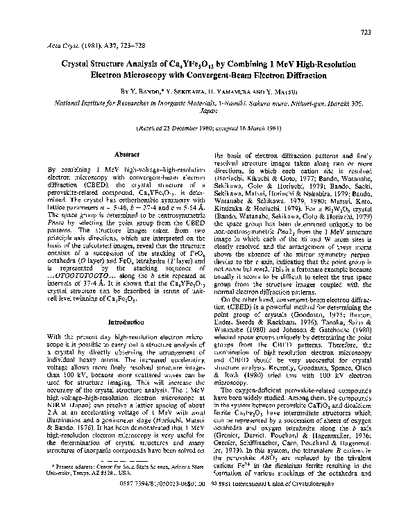 (PDF) Crystal structure analysis of Ca4YFe5O13by combining 1 MeV high ...