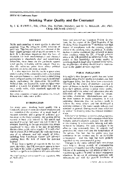(PDF) Drinking Water Quality and the Consumer