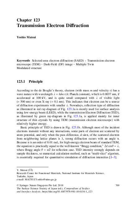 (PDF) Transmission Electron Diffraction