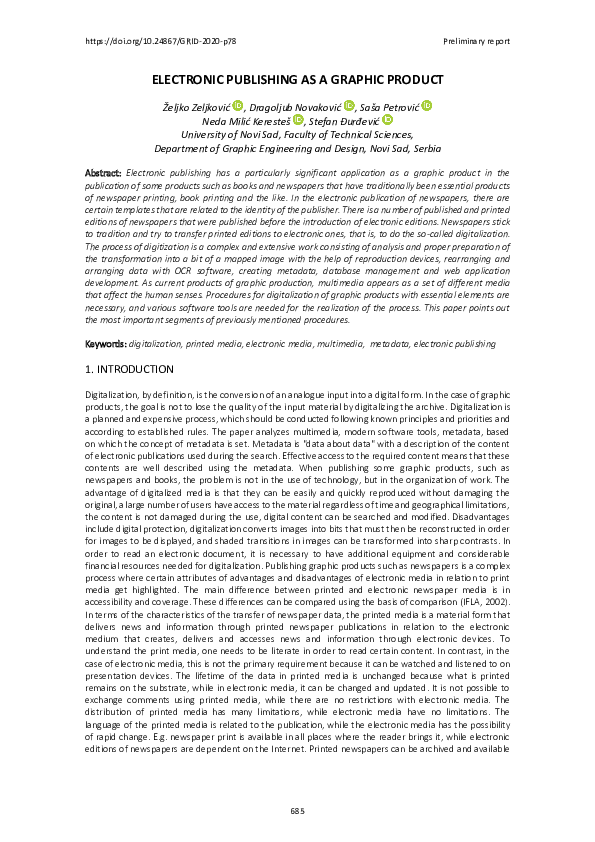 (PDF) Electronic publishing as a graphic product